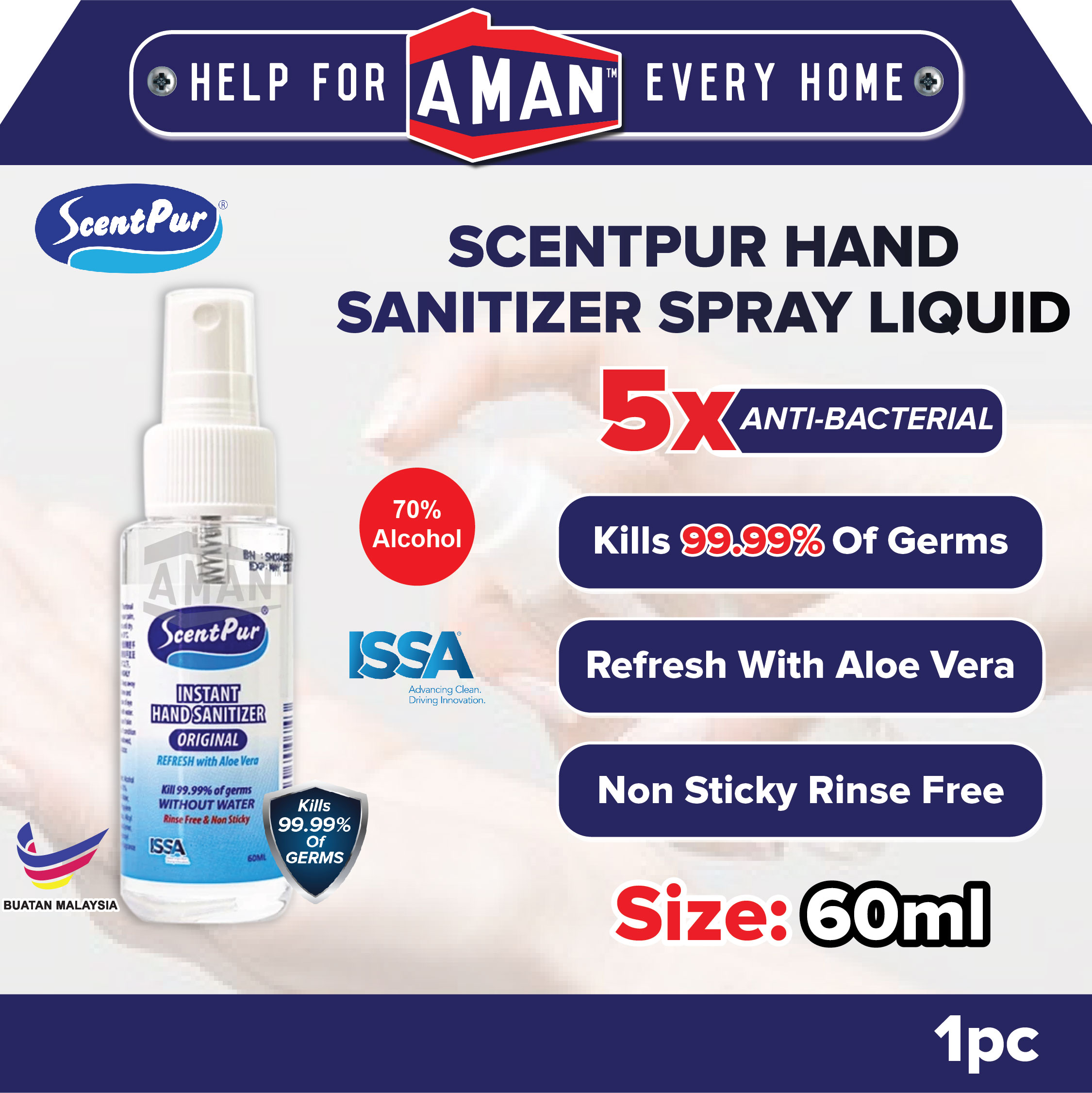 ScentPur Sanitizer Spray Disinfectant Spray Sanitiser Spray 60ml Scent ...
