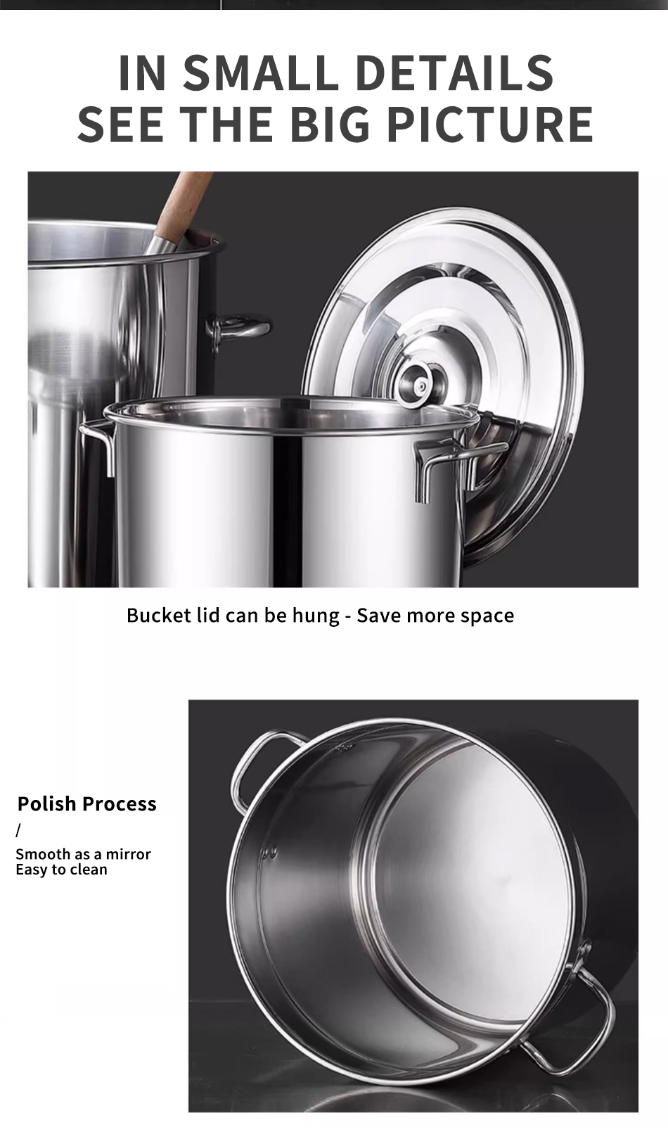 Large 304 Stainless Steel Cooking Pot with Lid - Multi-Use Soup Steamer ...
