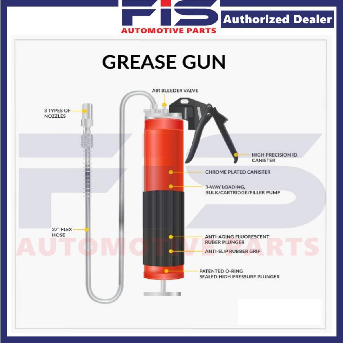 FIS Oil Grease Gun Hand Lever Pump 600cc Heavy Duty Flexible Hose ...