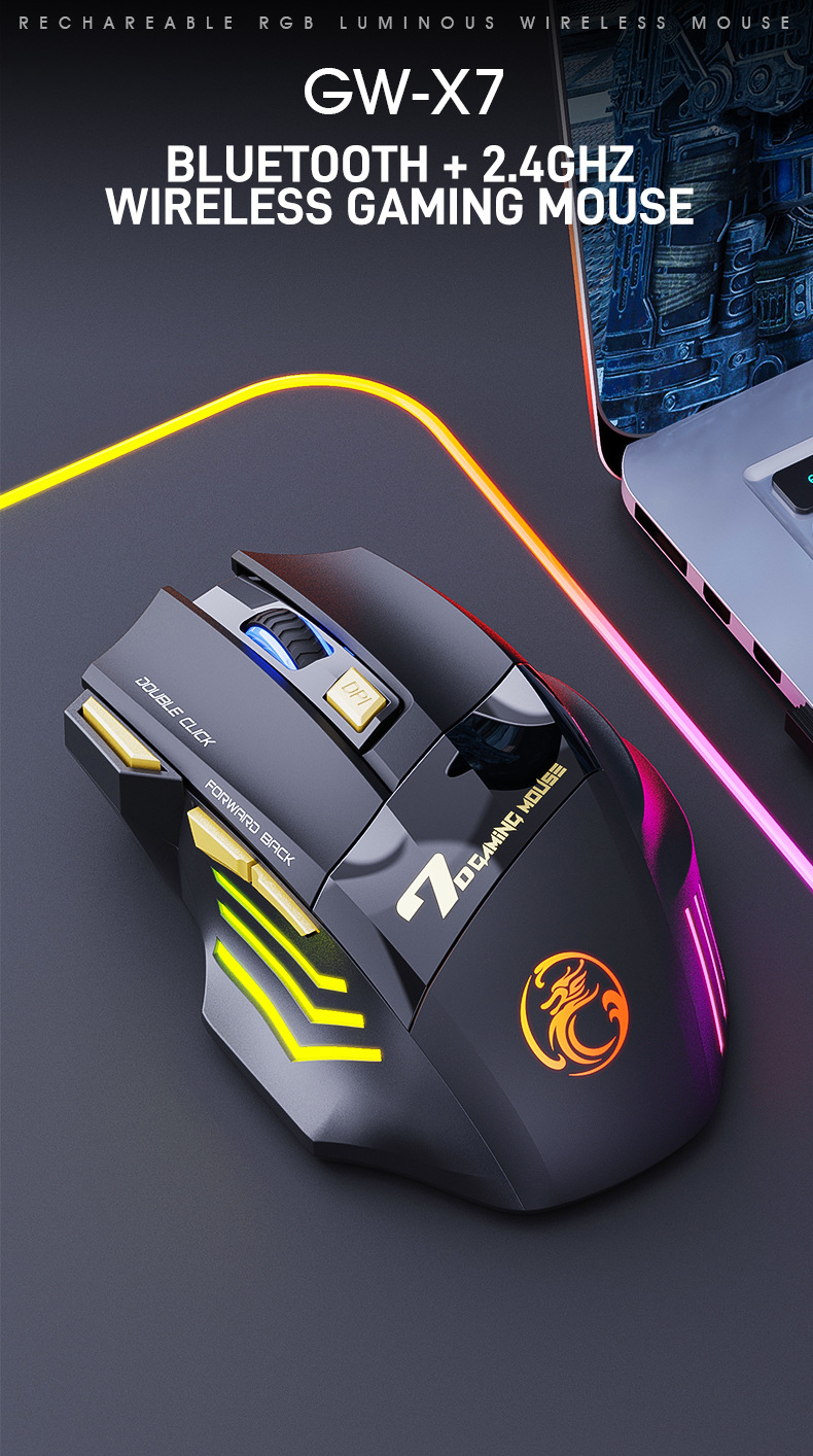 IMICE Gaming Wireless Silent Rechargeable Mouse tetikus laptop RGB ...