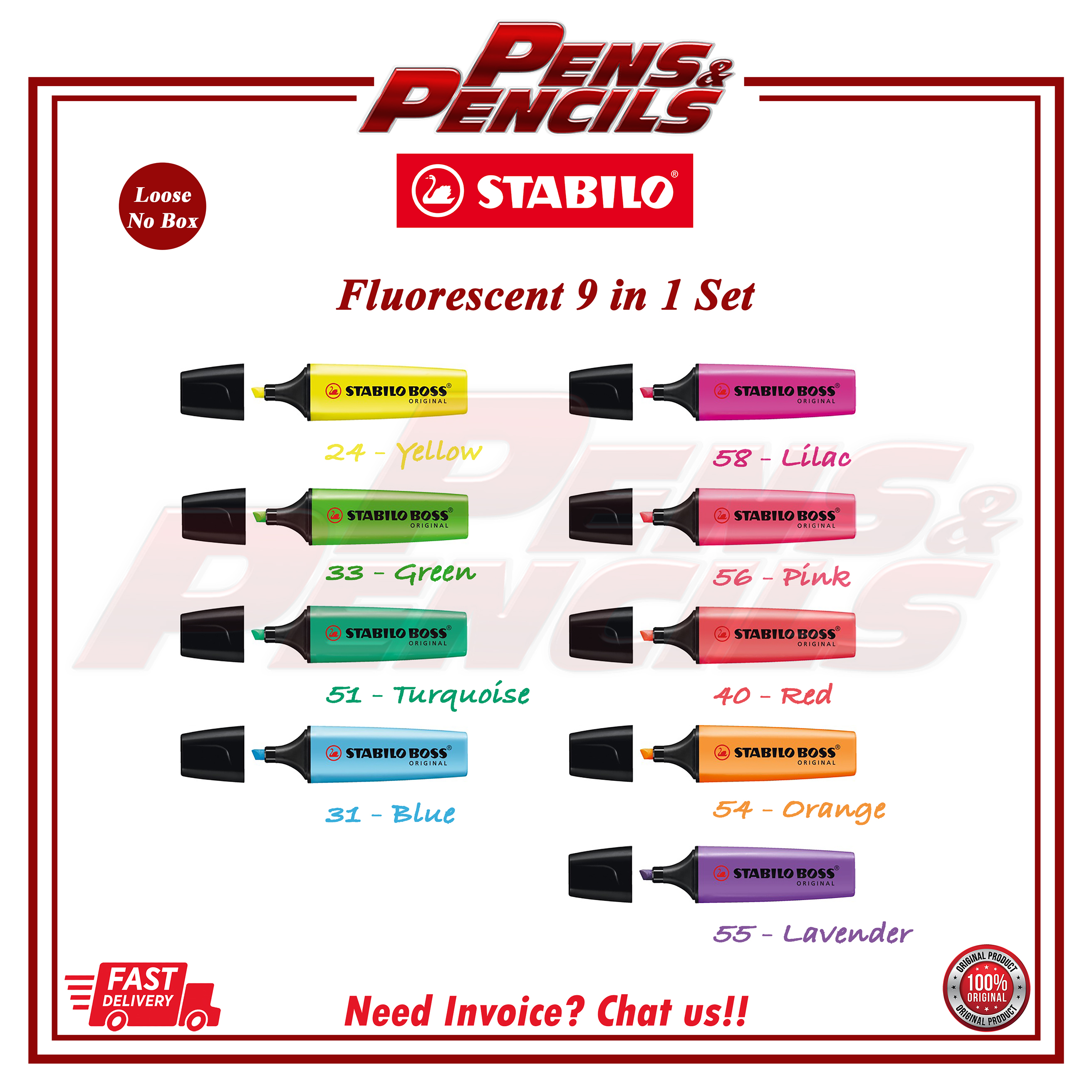 STABILO BOSS ORIGINAL Fluorescent Pastel Highlighter and Text Marker ...