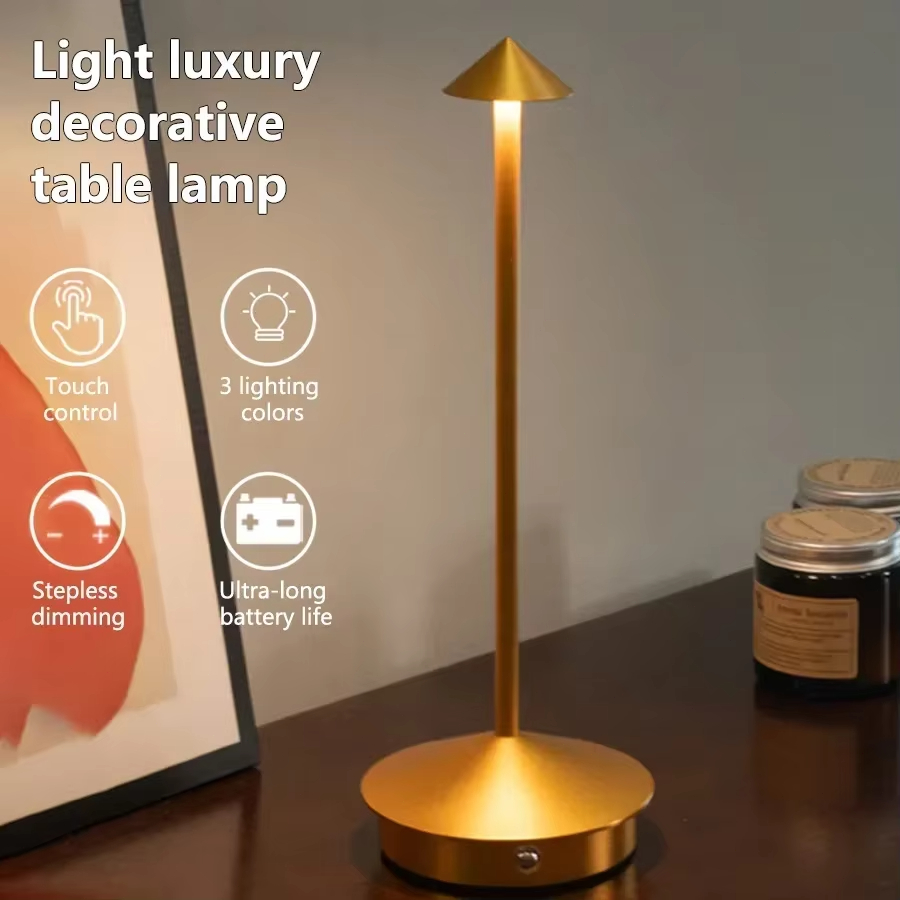 LED Table Lamp Touch Sensor Cordless Desk Lamp Rechargeable 3 Color ...
