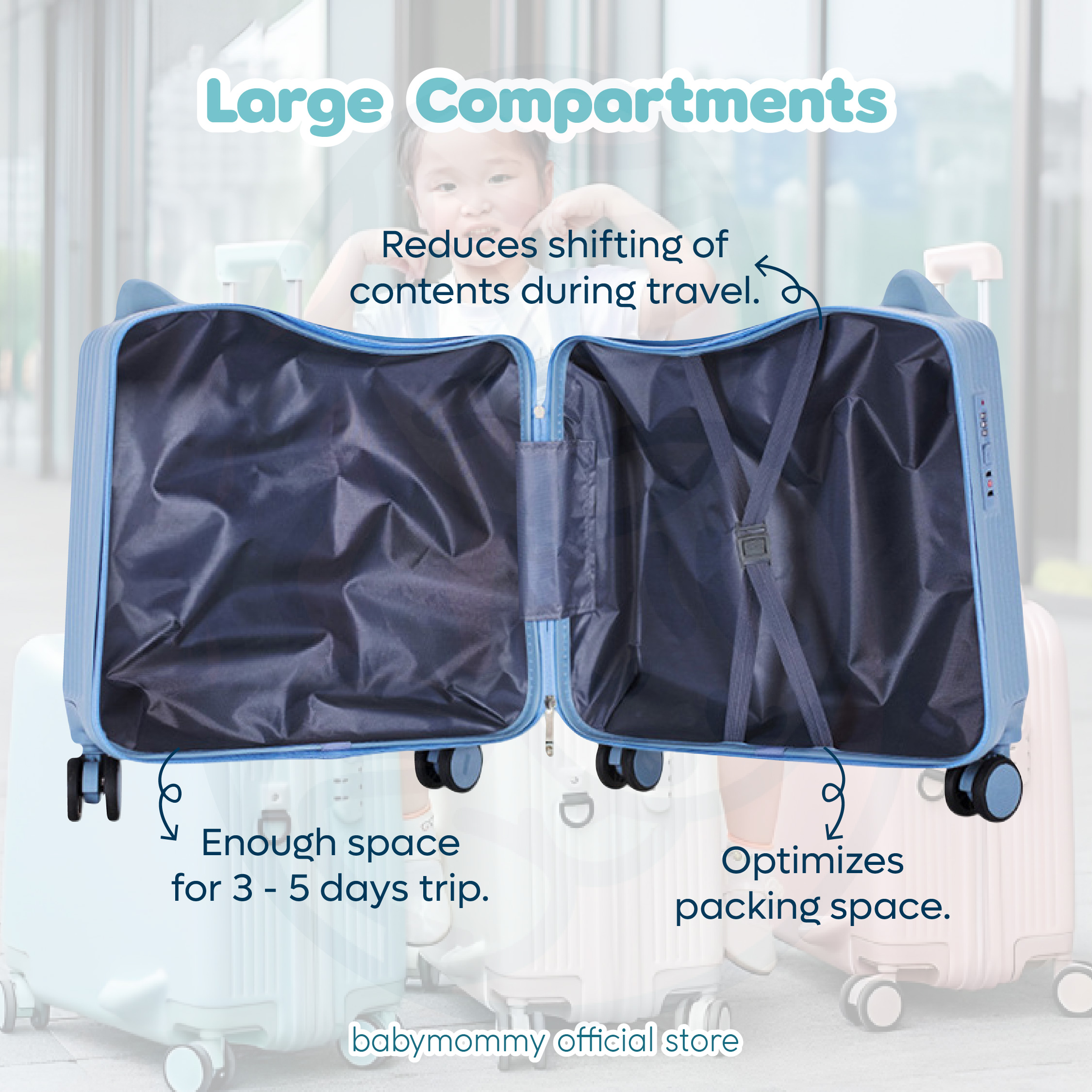 Babymommy👶Children Luggage Suitcase Cat Ear Trolley Case Boy Girl ...