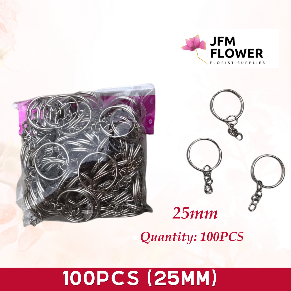 [RM10/PKT] *100PCS* 25MM Key Chain Ring With Jump Ring/Round Key Ring ...