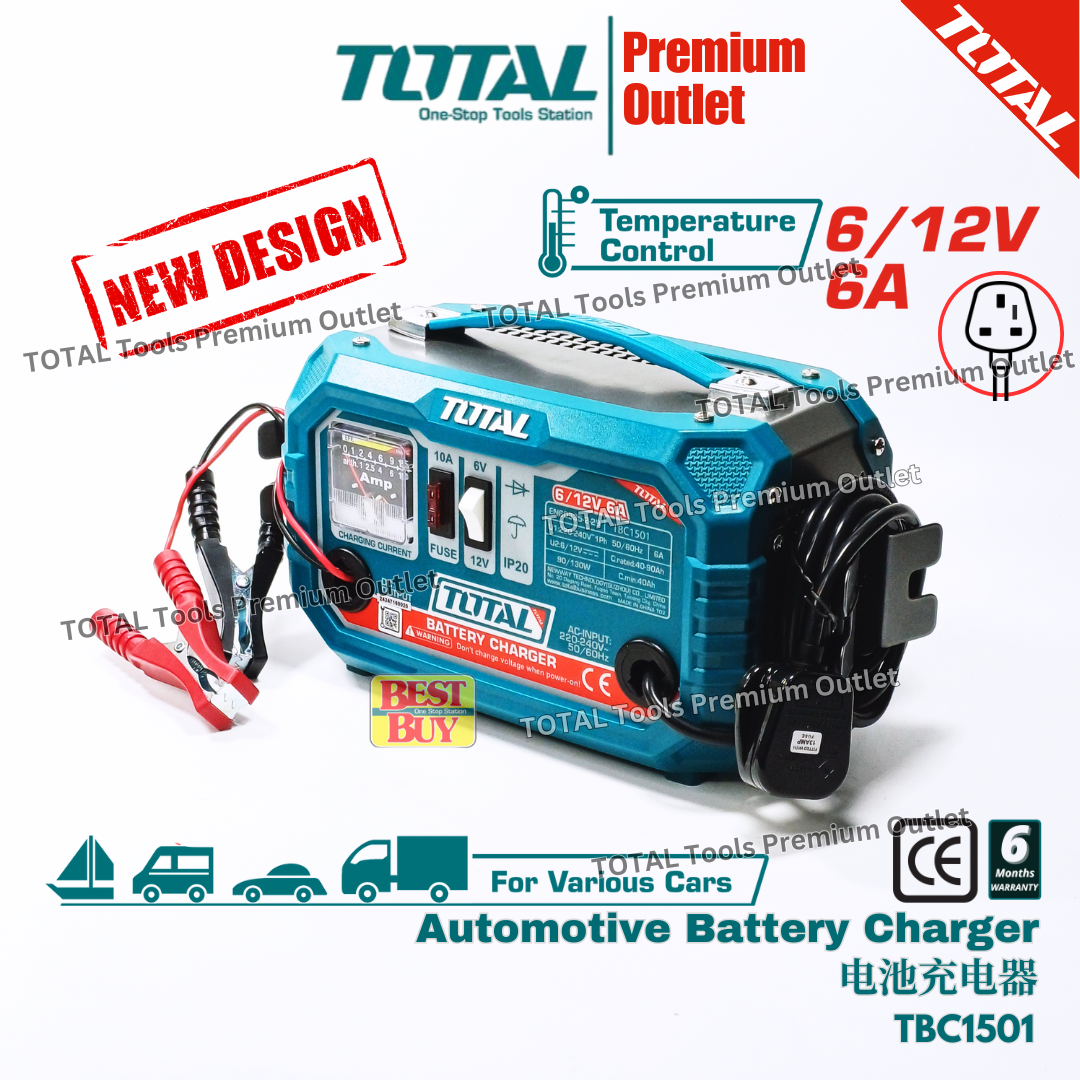 TOTAL Tools Automotive Battery Charger 6V/12V 汽车电池充电器 - TBC1501 ...