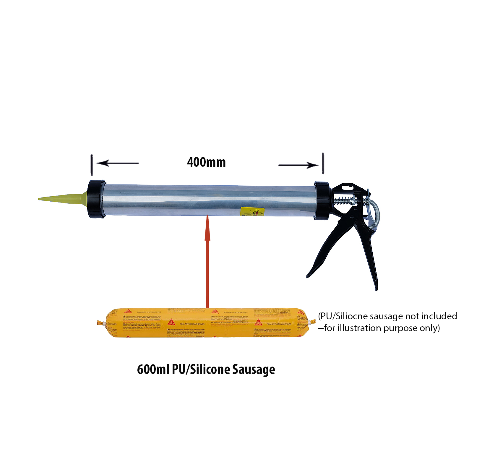 Silicone PU Sausage Gun 15" Dispensing Gun Aluminum Tube Silicone ...