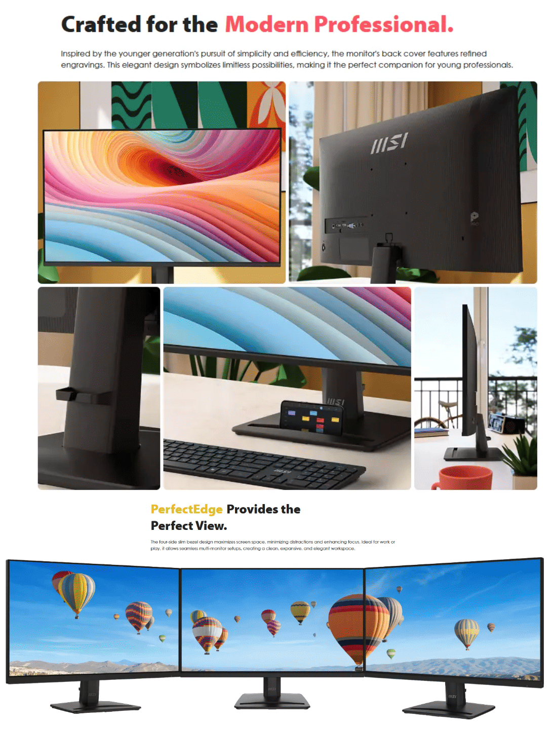 MSI PRO MP251W E2 120Hz 24.5inch FHD Business Monitor - White (9S6 ...