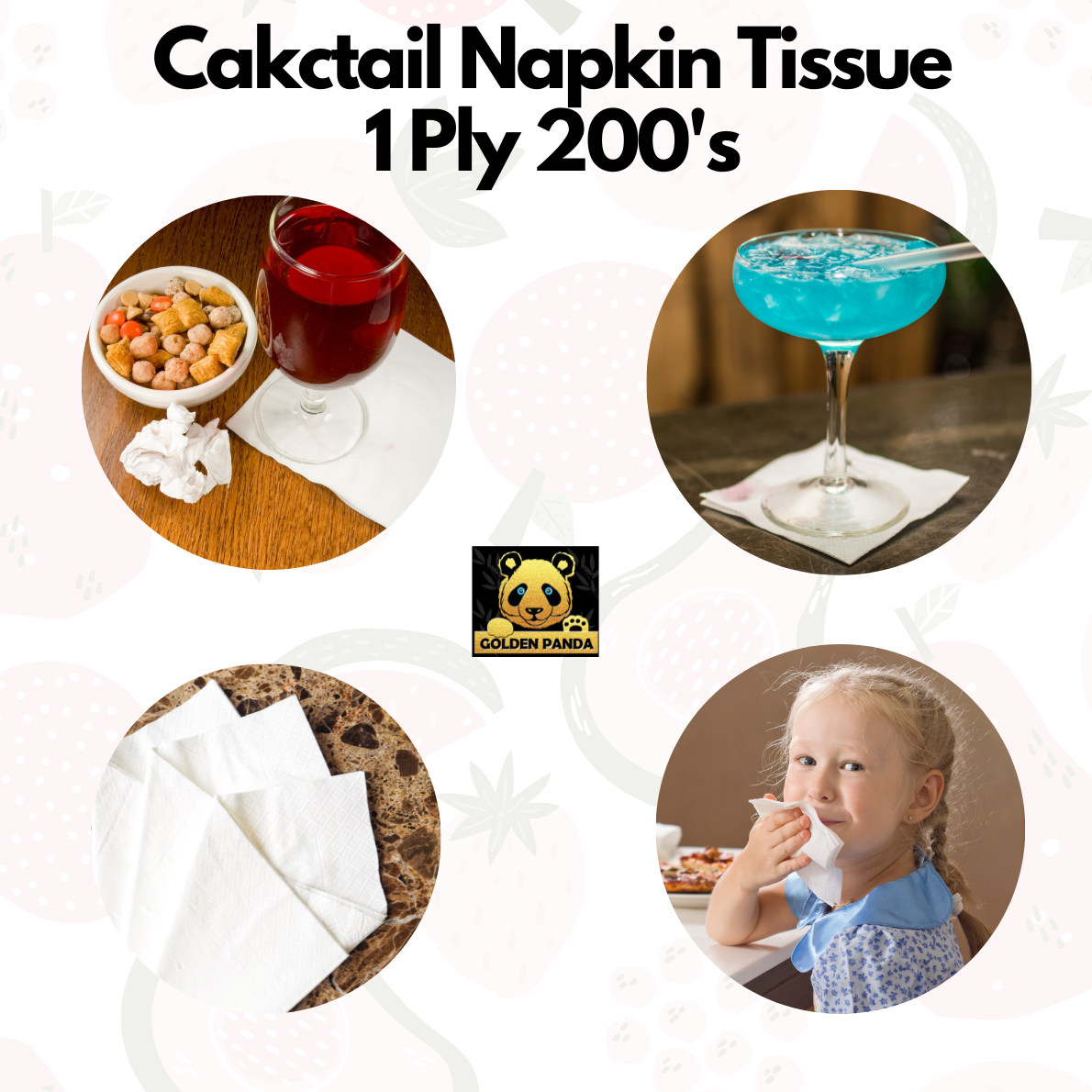 Cocktail Tissue Napkin 1 ply 200 sheets / Pulp Paper Cocktail Tissue ...