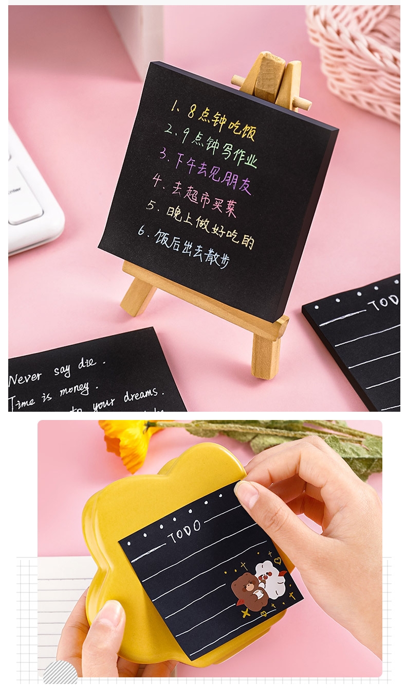 INS Minimalist Simple Black Paper Sticky Notes DIY Decorations Message ...