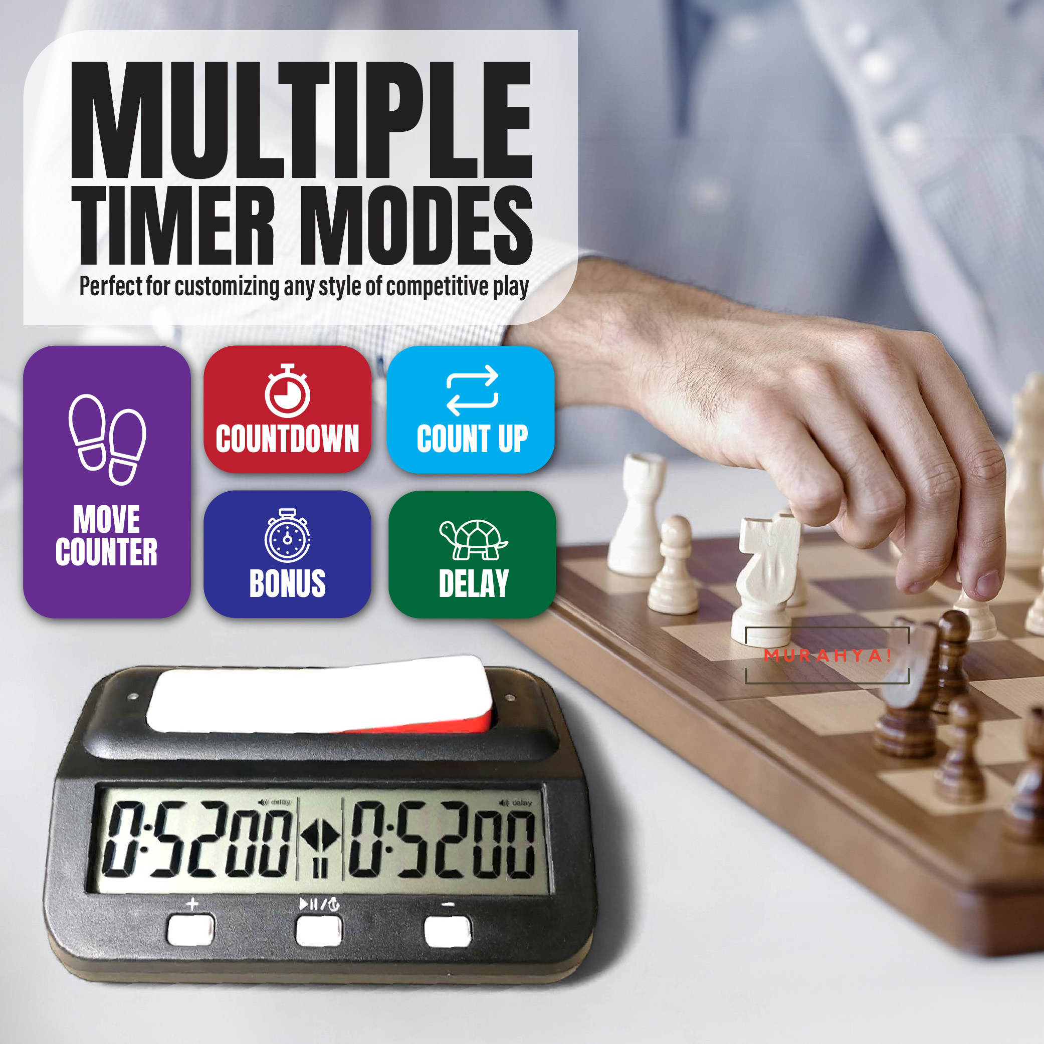 Chess Clock Timer Jam Catur Multifunctional Digital Count Down Count Up ...