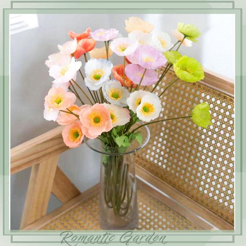 4 Heads Poppies Artificial Flowers 60cm With Silk Cloth Meterial For ...