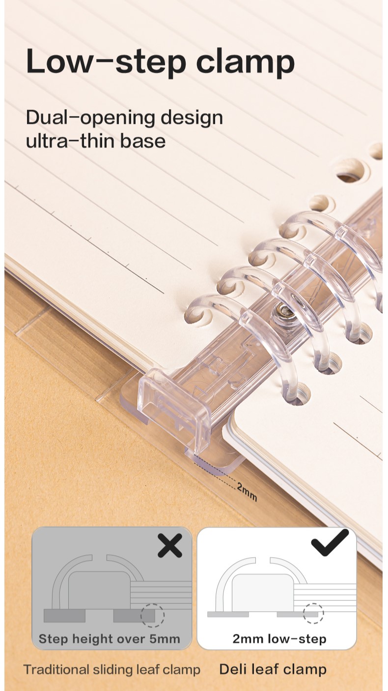 Deli A5 Loose Leaf Notebook Transparent Cover Refillable Journal Diary ...