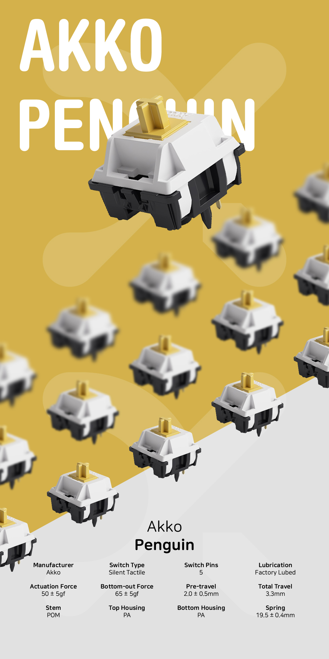 [SILENT TACTILE] Akko Penguin | 50gf Silent Tactile Factory Lubed ...