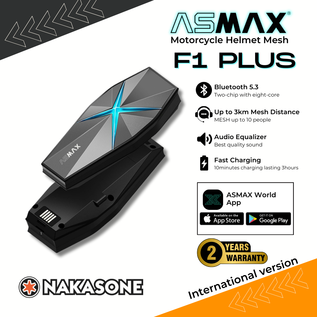 ASMAX F1 PLUS Motorcycle Helmet Mesh Intercom 10 Riders AI VOICE ...