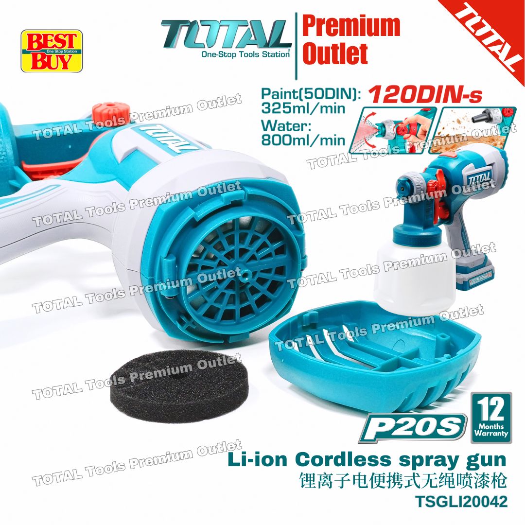 TOTAL Tools (2025 New Model) 20V series Cordless Spray Gun 锂离子电便携式无绳喷漆枪 ...