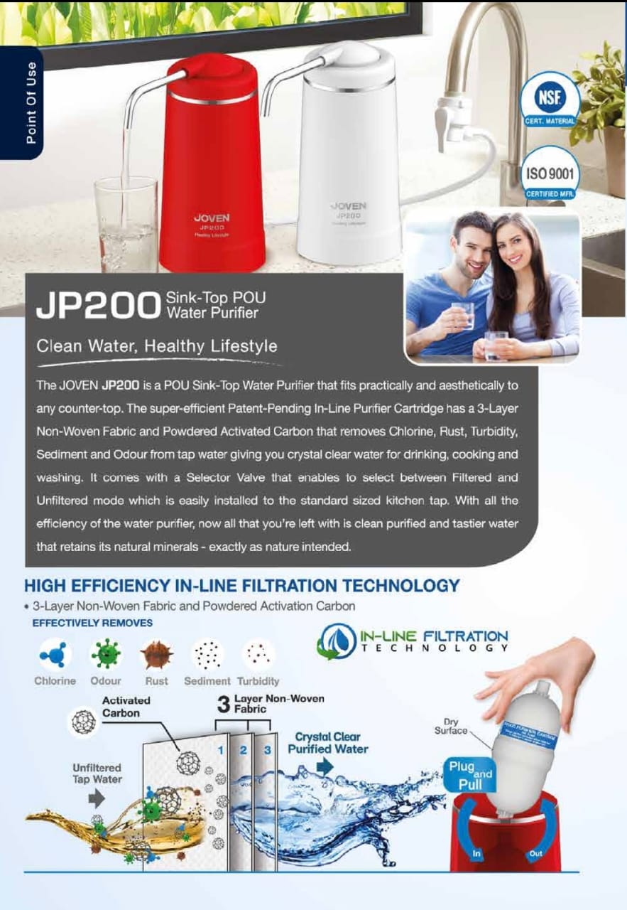Joven Water Purifier (White/Red) High Efficiency 3-Layer Non-Woven ...