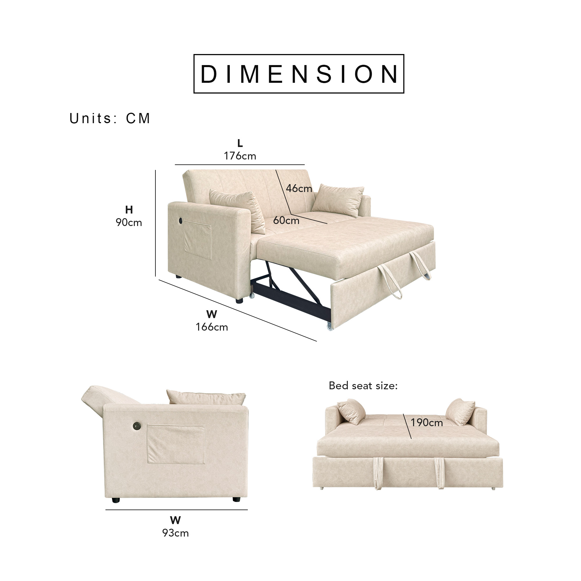 🔥RM73 OFF 1 DAY 9.9 SALE🔥 SKL Furniture CLASIC Sofa Adjustable Pull Out ...