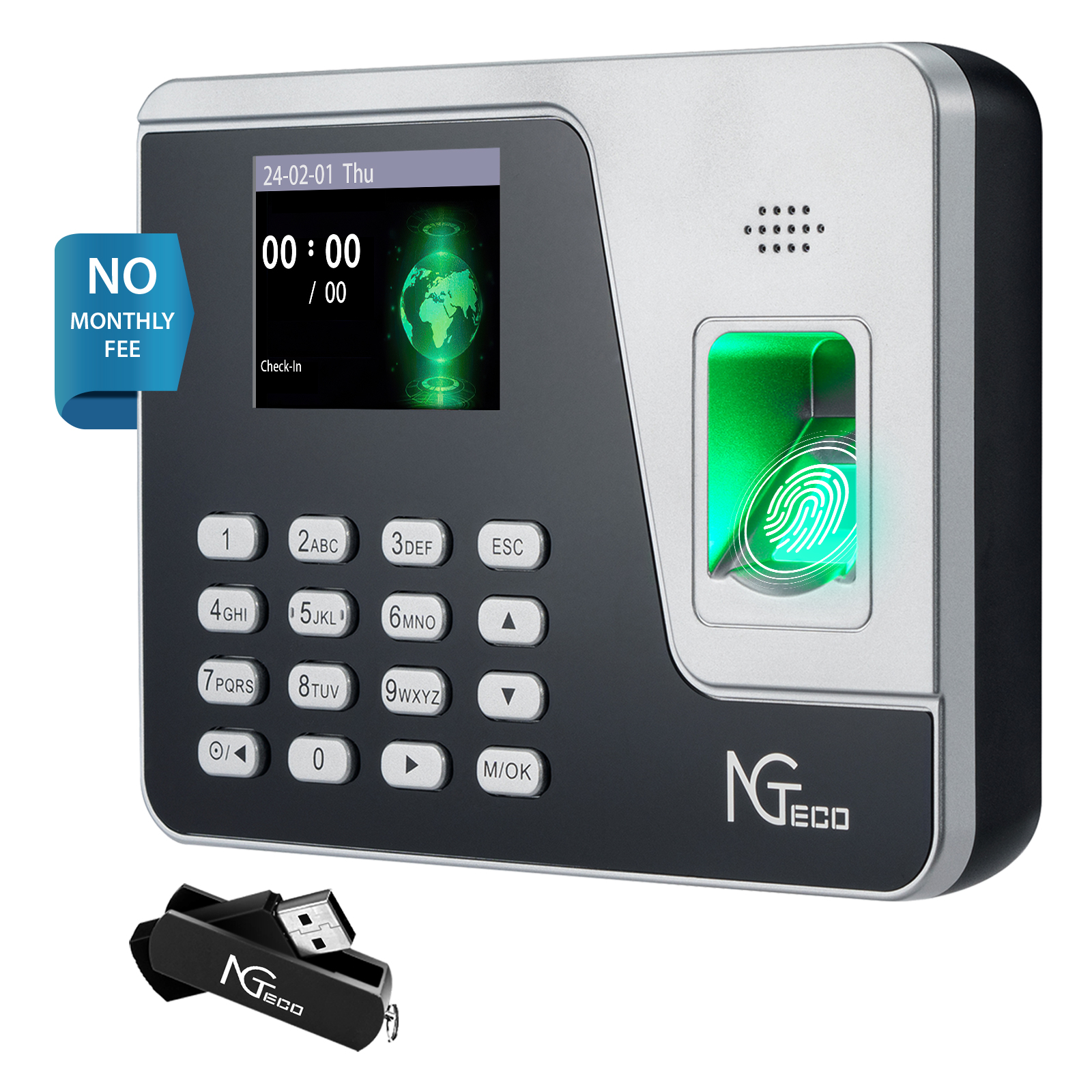 NGTeco Biometric Attendance Machine Punch Card Machine Thumbprint ...
