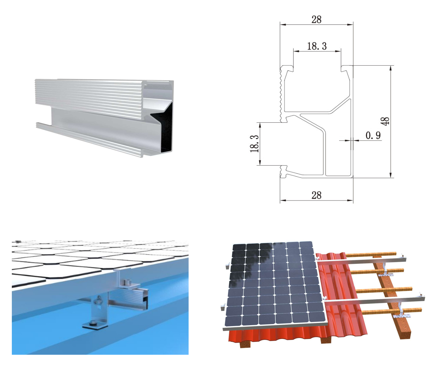 Solar Panel Racking System Rack Rail AL6005-T5 Aluminum Extrusion ...