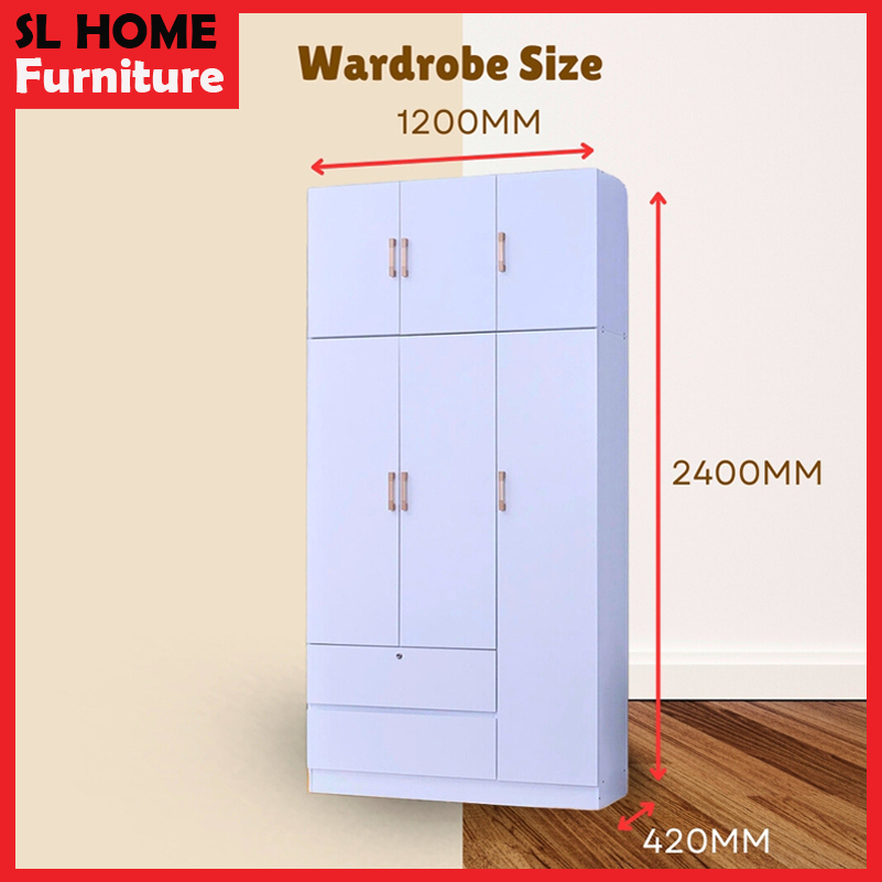 🔥SL 2 & 3 Door Wardrobe + Top Cabinet / Almari baju 2 & 3 pintu ...