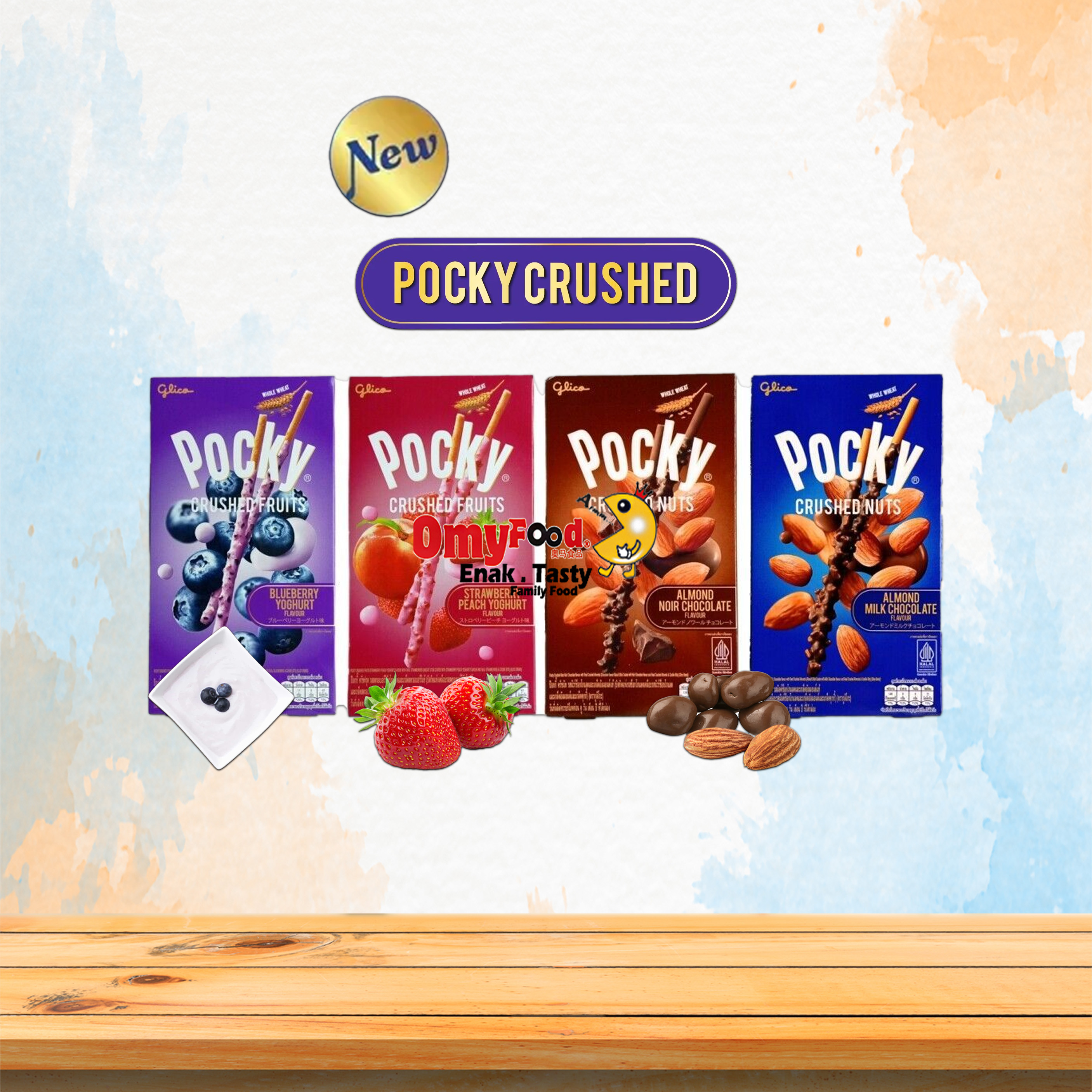 25g, 38g Glico Pocky Crushed Fruits & Nuts [Blueberry Yogurt ...