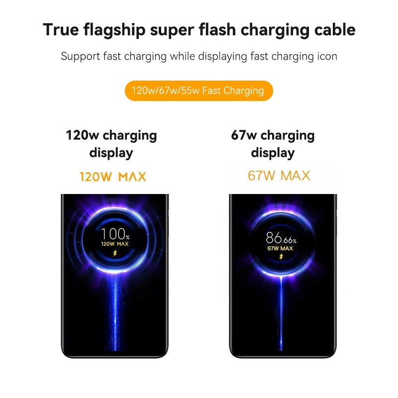 USB Type C Turbo Charge For Mi Redmi Fast Charging Cable 6A USB C Fast ...