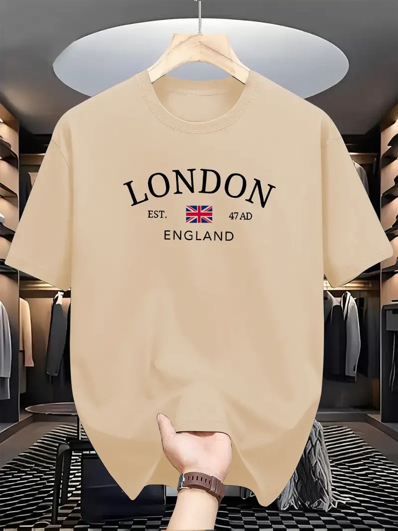 Kain Sejuk Cotton T-Shirt London England Print Men's Comfy Casual Short ...