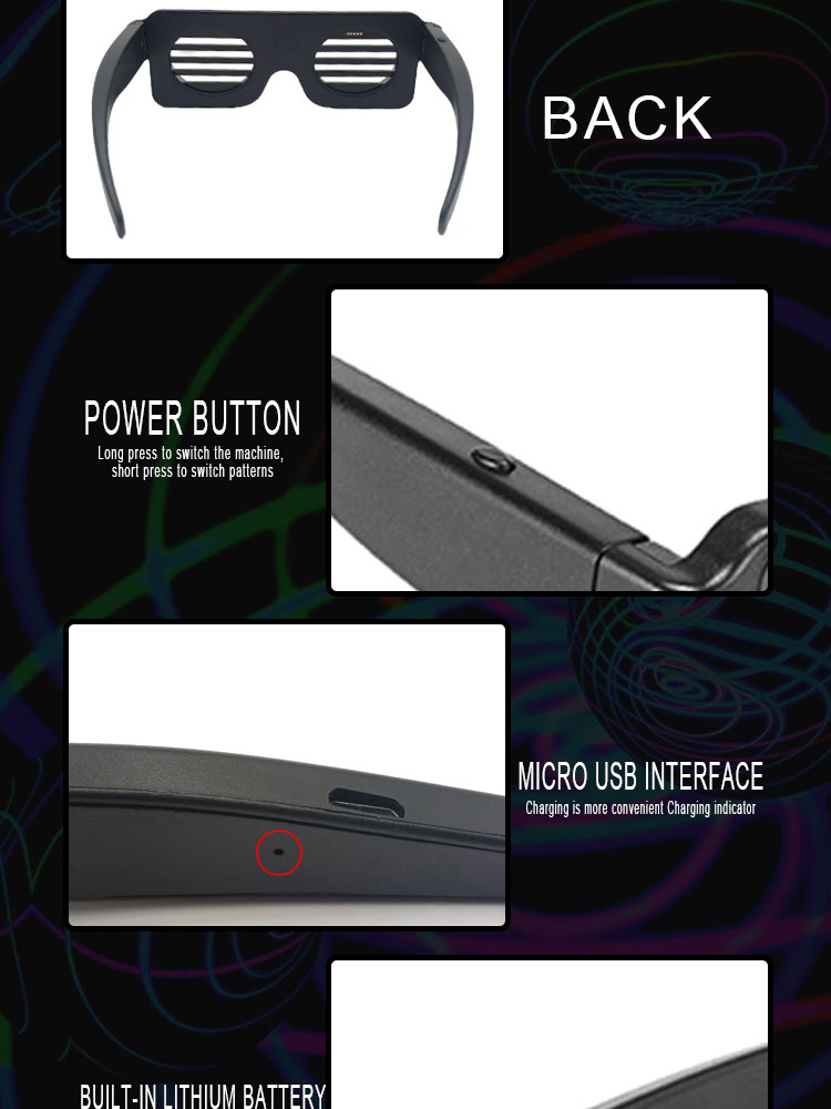Led Glasses Spec Mata LED Mix Color USB Charging Cermin Mata LED Non ...