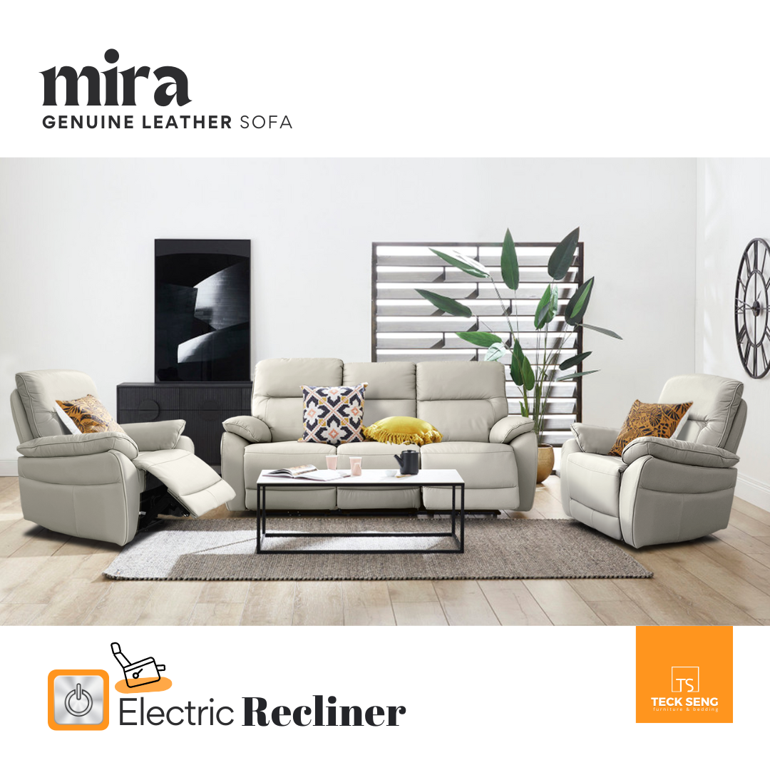 Electric Recliner Sofa -Mira Genuine Leather Electric Recliner Sofa Top ...