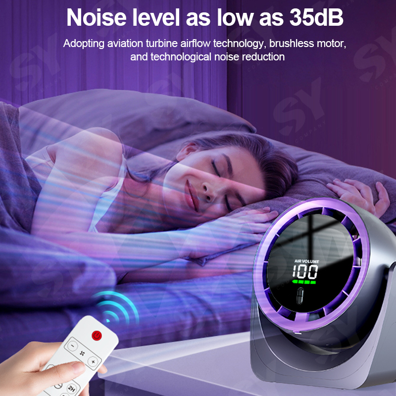 F70 Desktop Fan 6000mAh Battery, Ultra Quiet 27dB, 360° Tilt, 100-Speed Adjustable, Remote ...