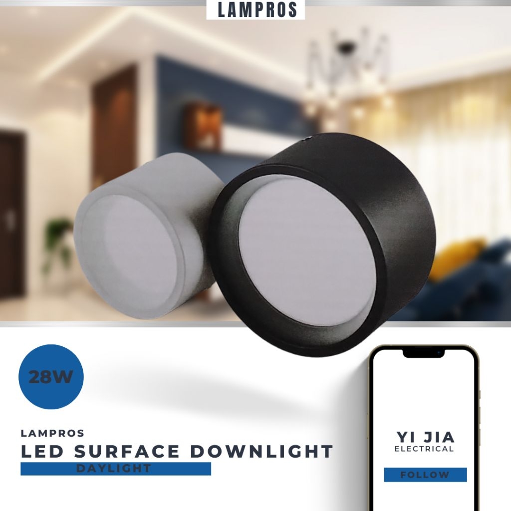 LAMPROS LED SURFACE DOWNLIGHT MF6 28W DAYLIGHT 6500K | Shopee Malaysia