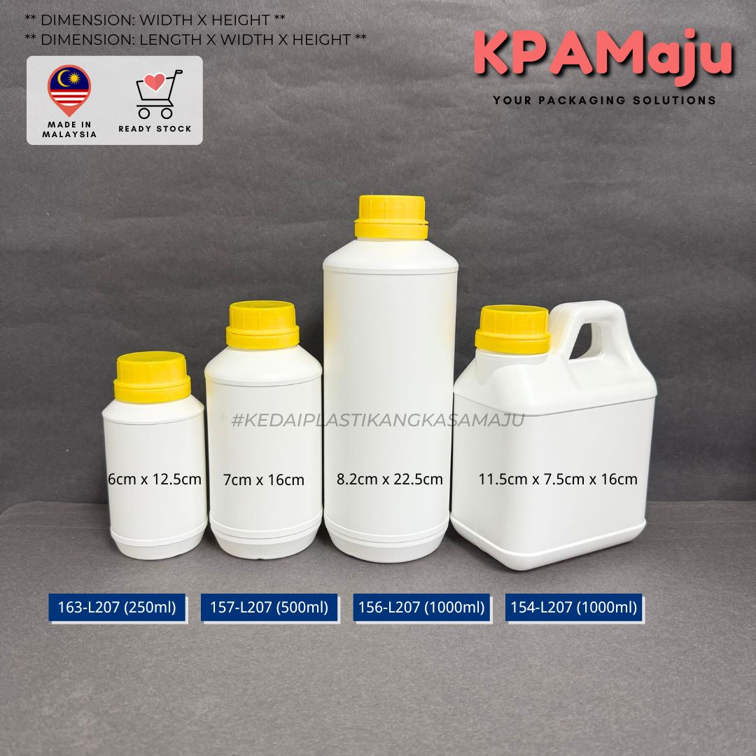 【Bundle Pack】250ml & 500ml & 1000ml Industrial Bottle + Insert - HDPE ...