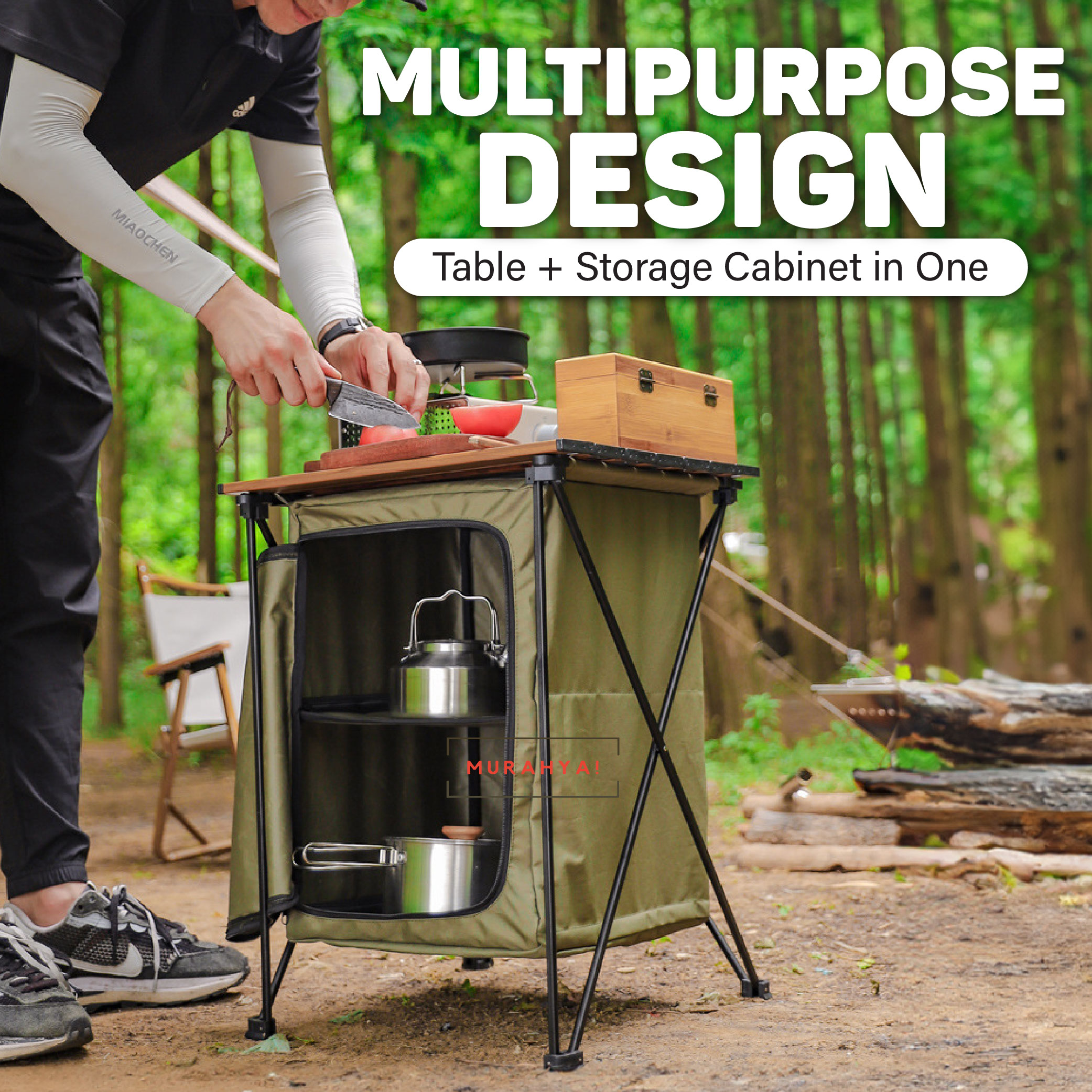 Multifunctional Camping Storage Shelf Meja Lipat Outdoor Portable ...