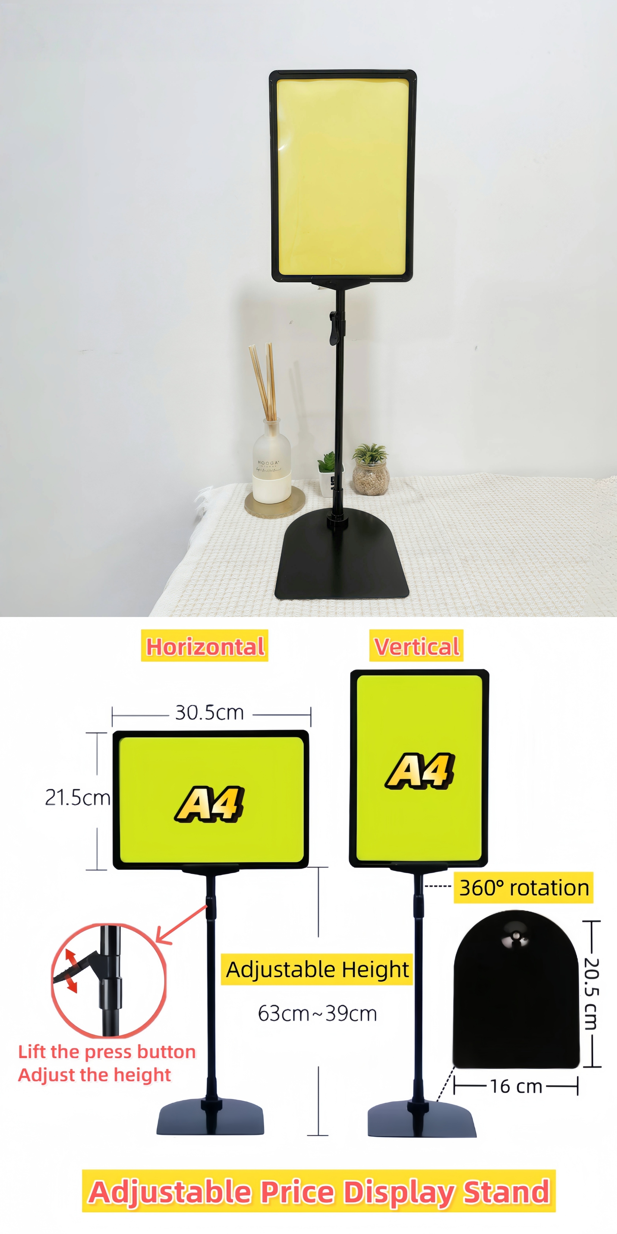 A4 Price Tag Supermarket Table Top Frame Price Stand Signboard Holder ...