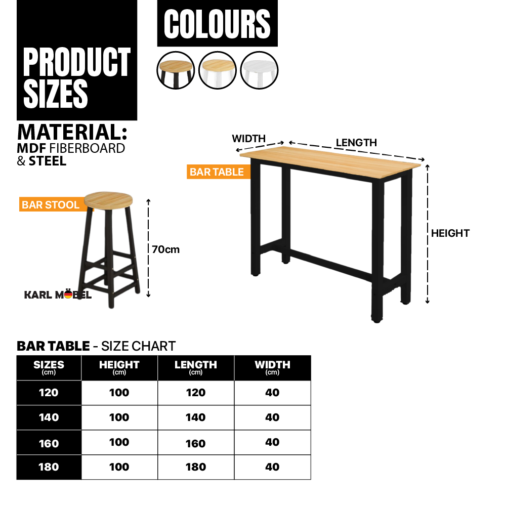 Bar table Set Meja bar set makan Stool High chair Kerusi tinggi Modern ...