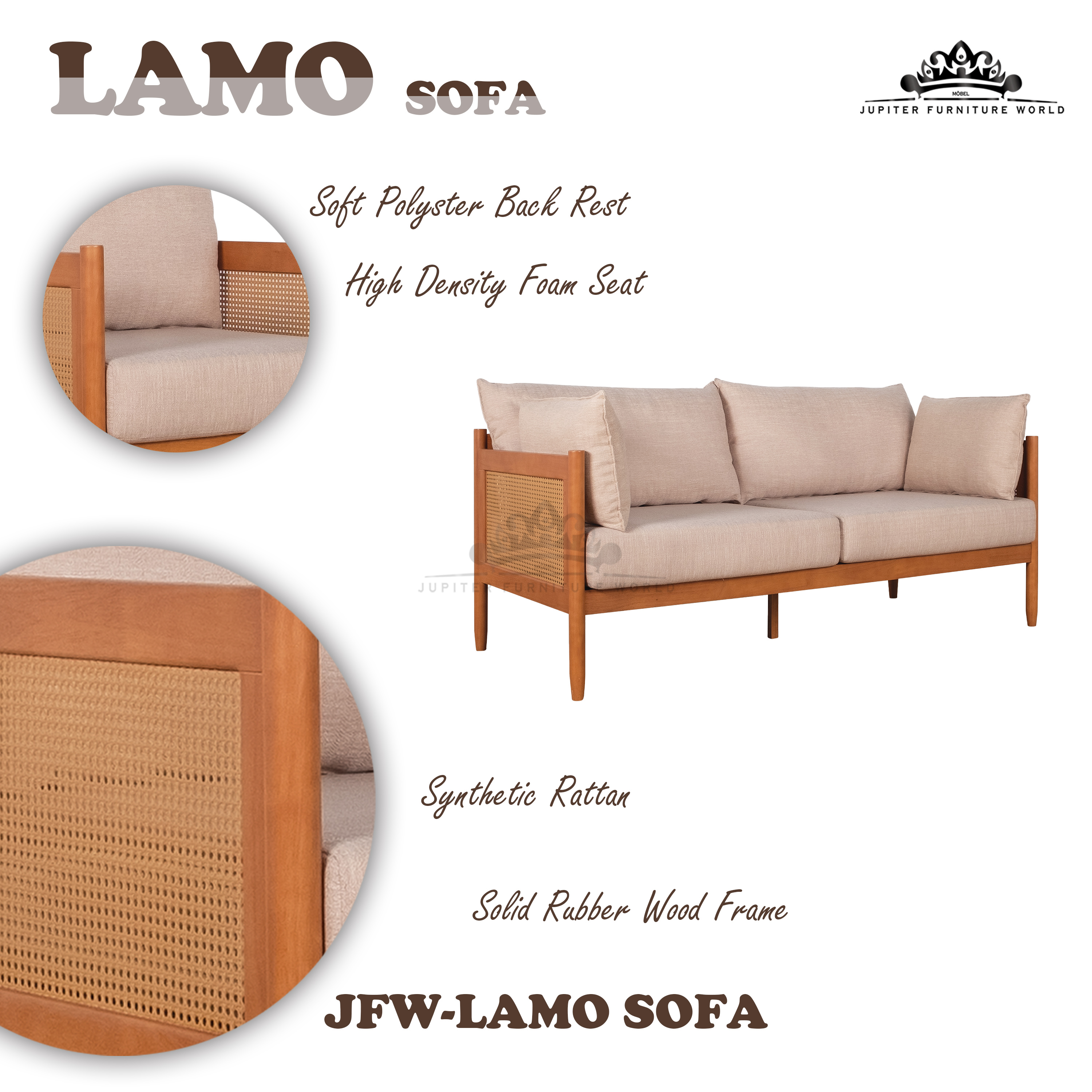 FREE SHIPPING [JFW-LAMO-RATTAN SOFA] MUJI SOFA / SOFA 3 SEATER /JAPANDI ...