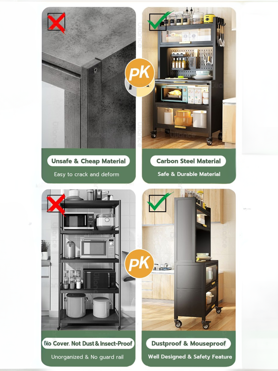 StaxHomeDeco Kitchen Cabinet Rack Shelves Microwave Oven Rak Kitchen ...