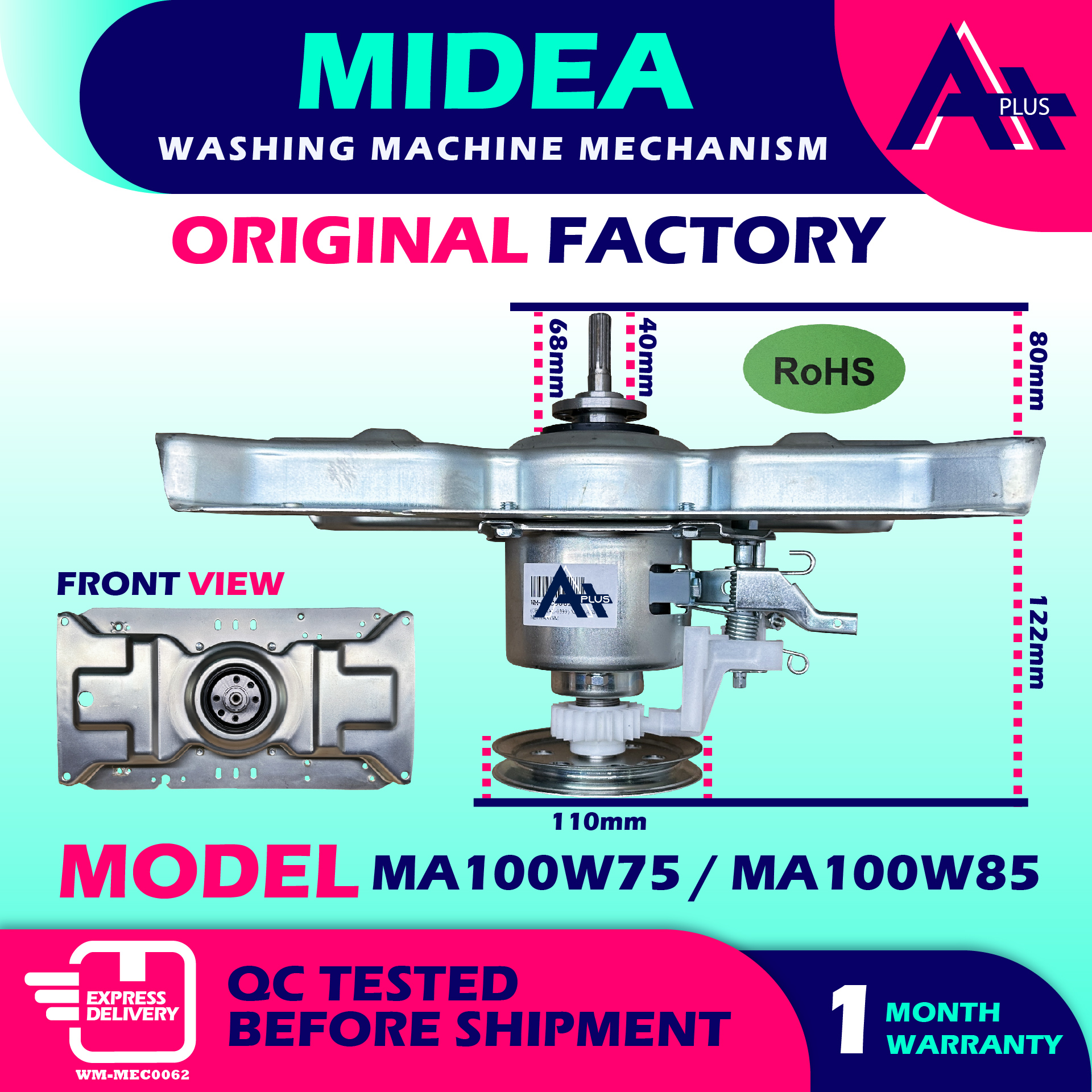 (ORIGINAL FACTORY) MA100W75 / MA100W85 MIDEA Washing Machine Mechanism ...