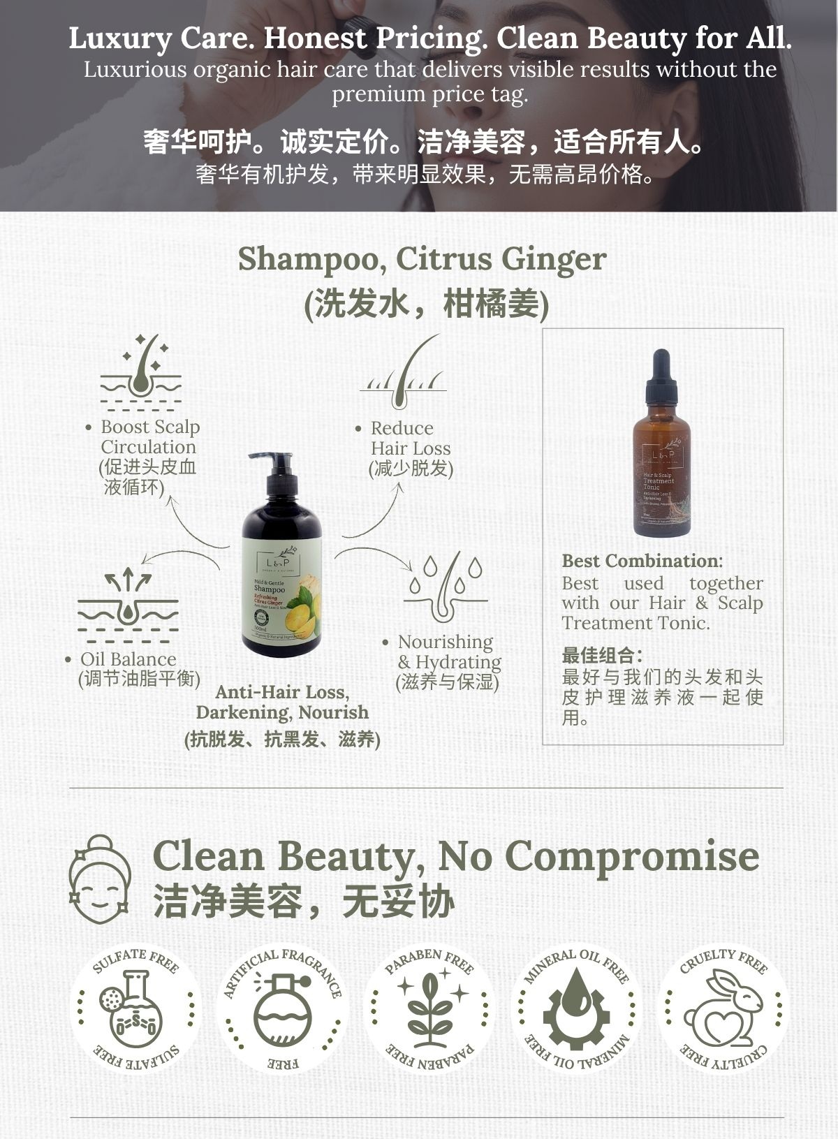 Mild & Gentle Shampoo/Citrus Ginger/Anti-Hair Loss/Nourishing ...