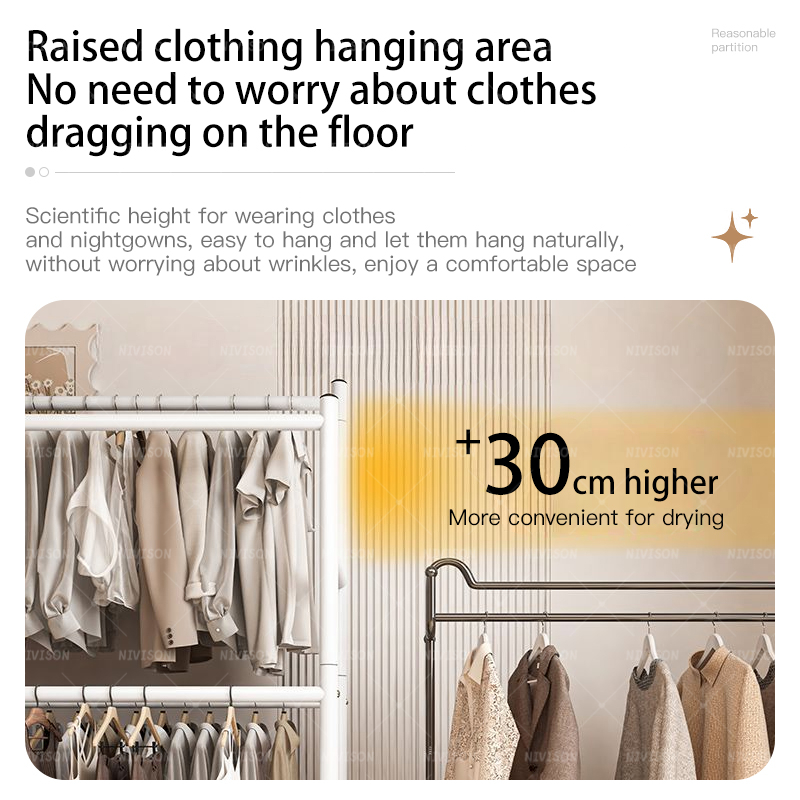 NIVISON Garment Rack Steel Clothes Pole Rak Baju Gantung Clothing ...