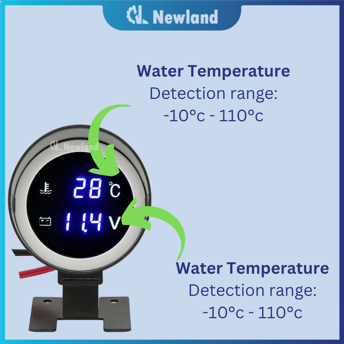 Water Temperature Meter / Gauge - 2 in 1 LED Digital Water Temp Voltage ...