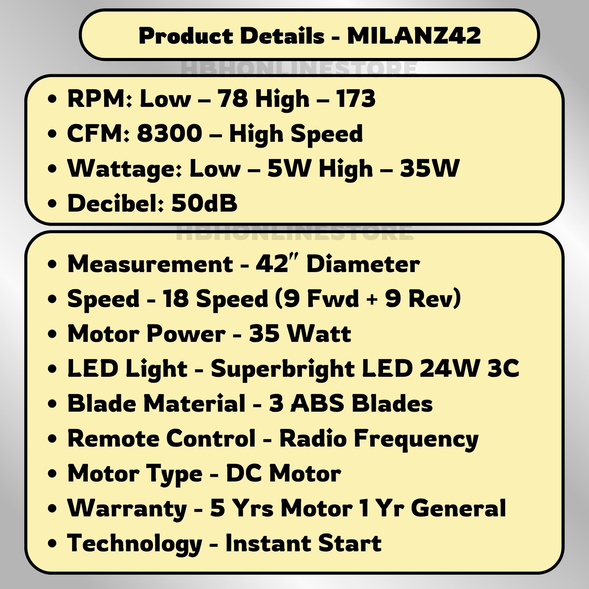 【Free Shipping】REZO Signature Series 42" 3 Blades DC Motor Ceiling Fan ...