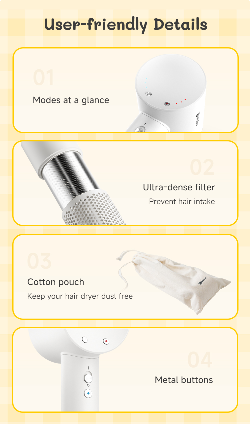 【Simplus×Butterbear】High Speed Hair Dryer 64.5M/S Wind Speed 200 Million Negative Ions Hyper-SIM ...