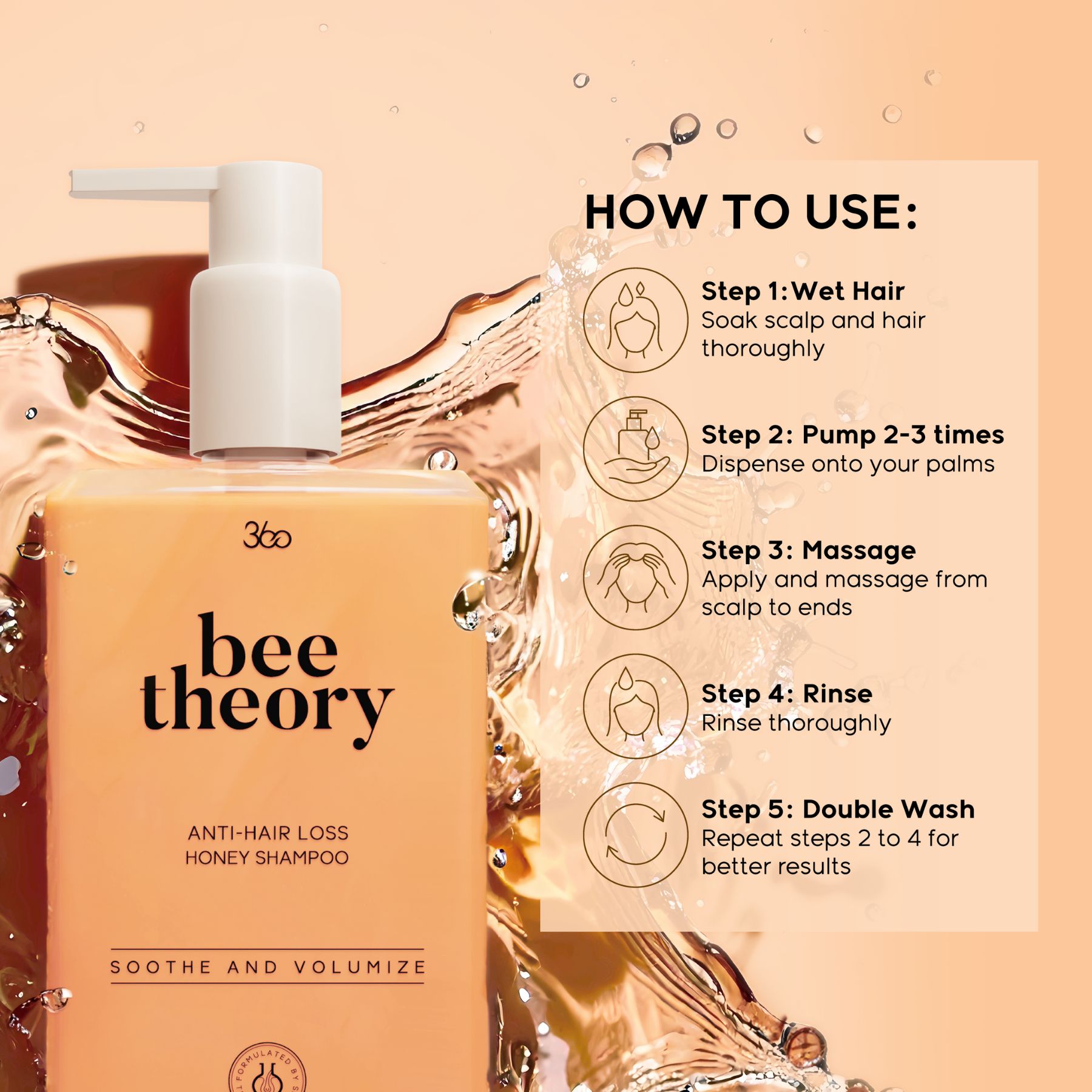 360 Haircare Bee Theory Anti-Hair Loss Honey Shampoo 300ml - Control ...