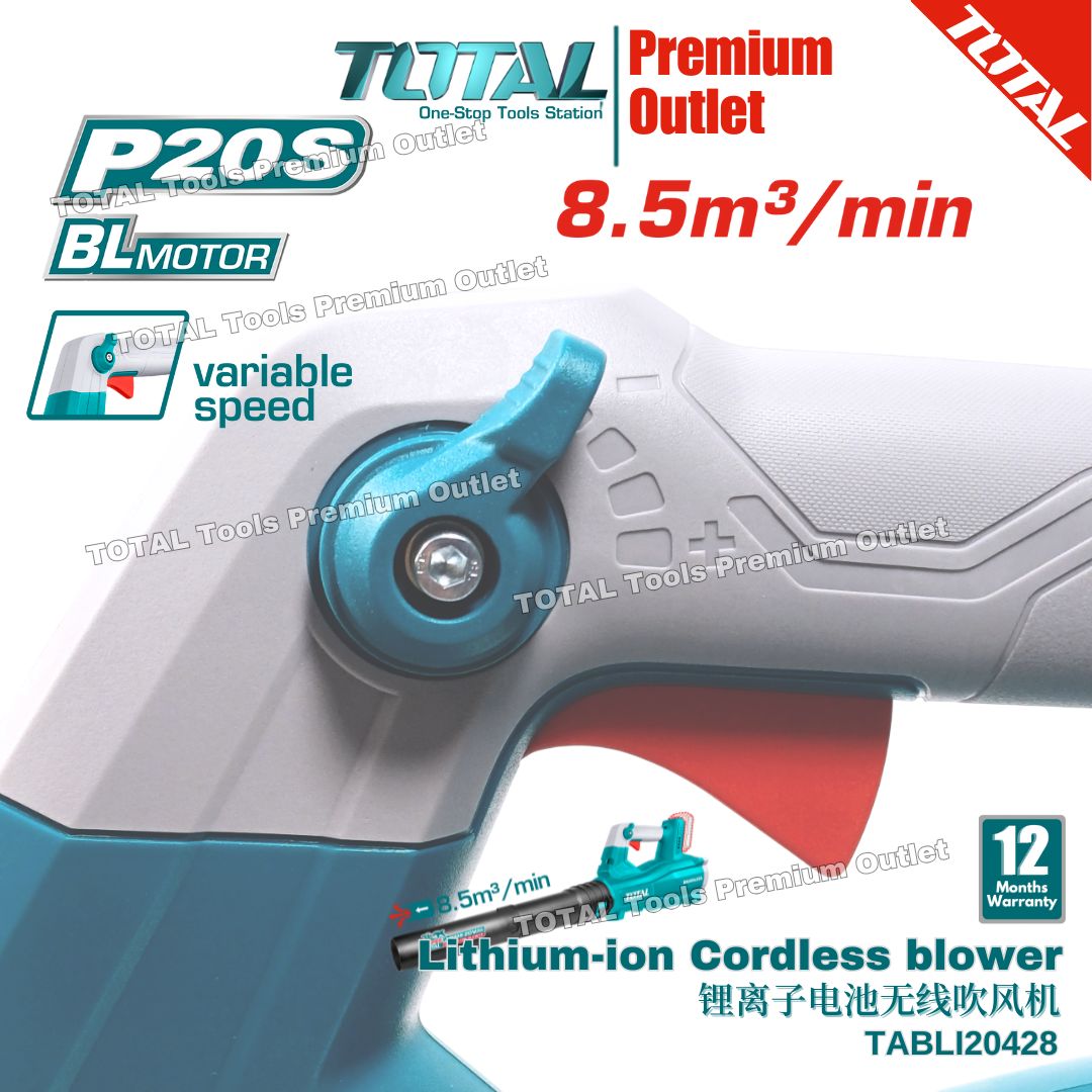 TOTAL Tools P20s 20VLi-ion Cordless Aspirator blower, Dust blower, leaf ...
