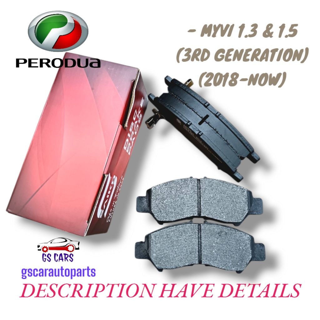 Perodua front disc brake pad myvi 2018 and above generation 3 perodua ...