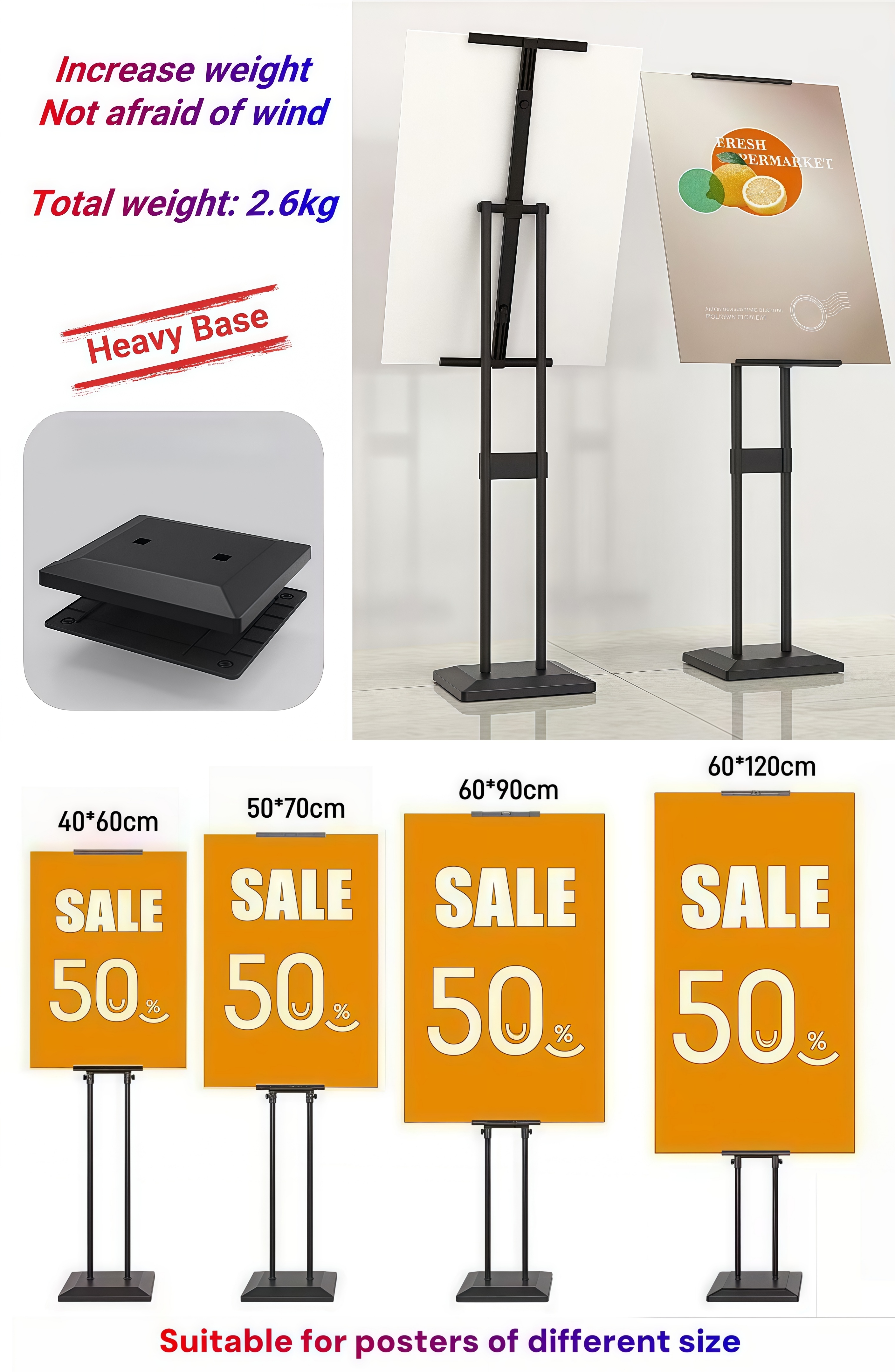 Poster Display Stand,Easel Stand,Slide Stand,Adjustable Height Banner ...