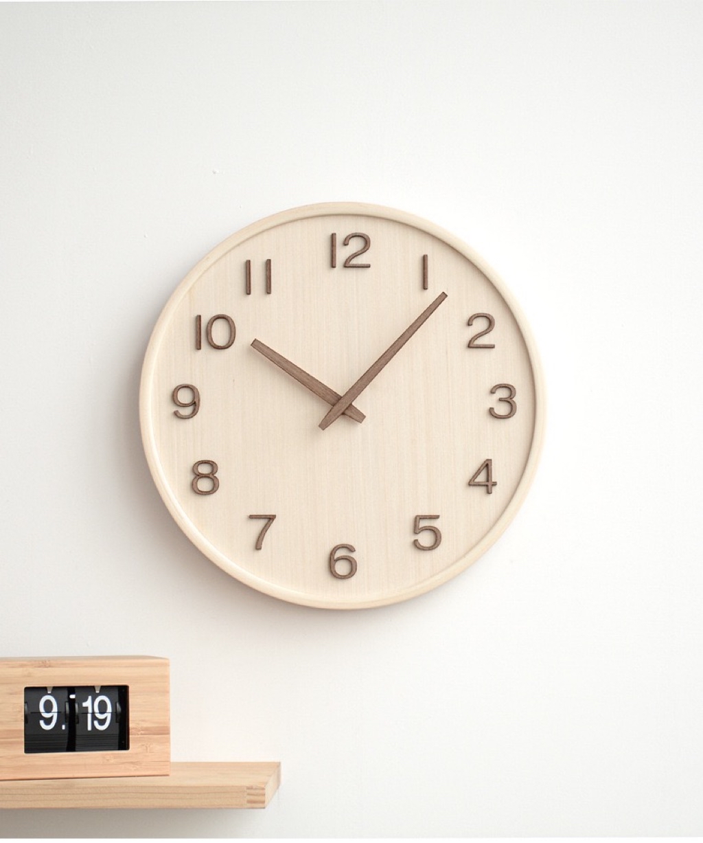 Wooden Aesthetic Nordic Wall Clock Jam Dinding Hiasan Kayu Gantung ...