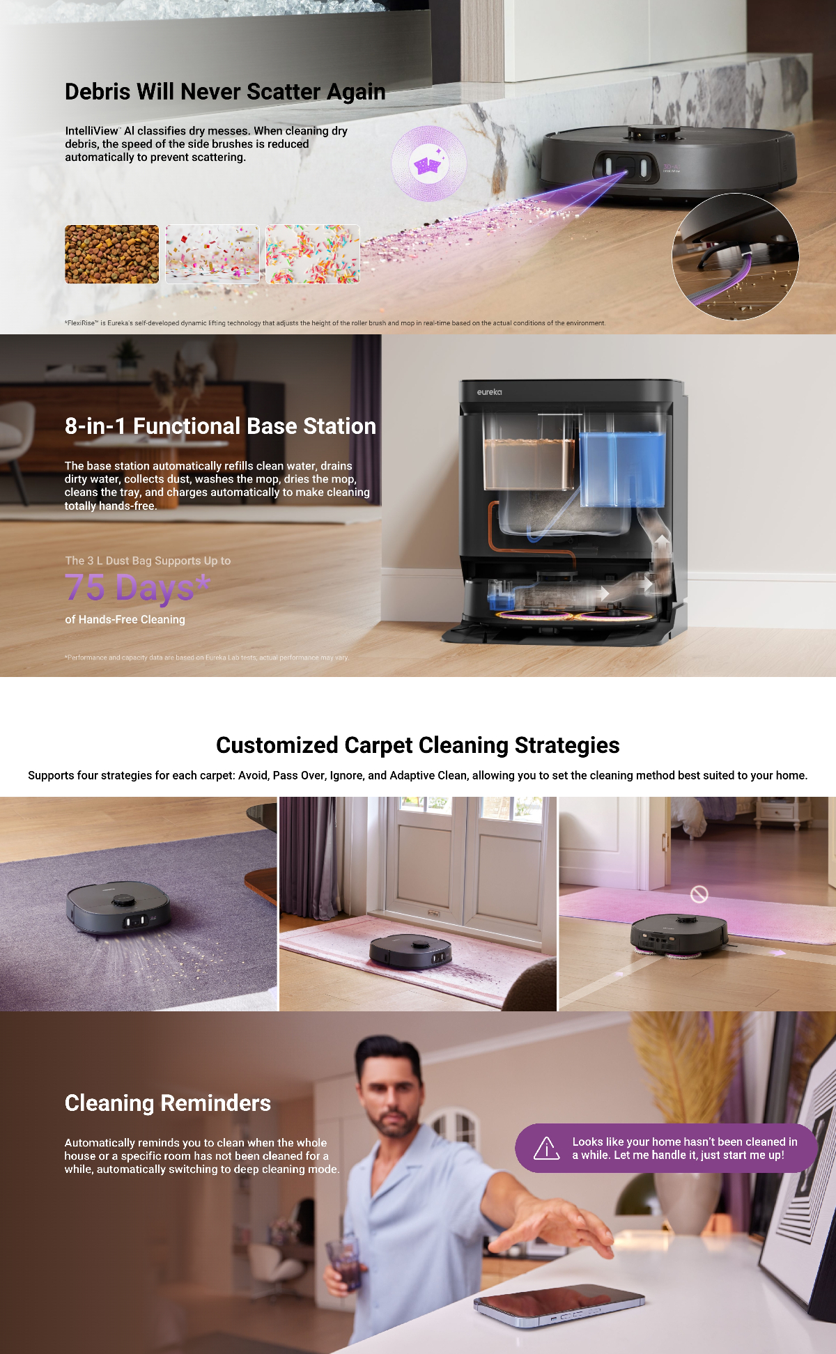 Eureka J15 Pro Ultra Flagship Robot Vacuum | 75°C Hot Water Mop Washing | 16200 Pa Powerful ...