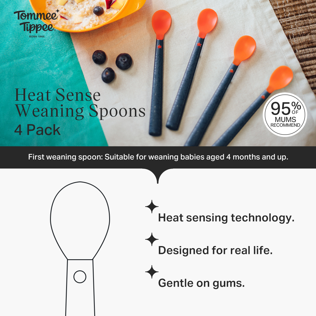 Tommee Tippee Heat Sense Soft Weaning Spoon 4 Pack – BPA-Free Soft-Tip ...